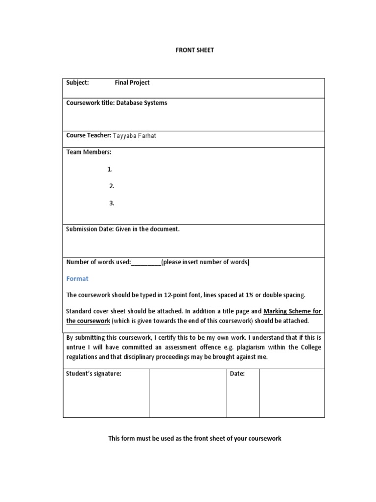 Database Project Documentation Template | PDF | Sql | Table (Database)