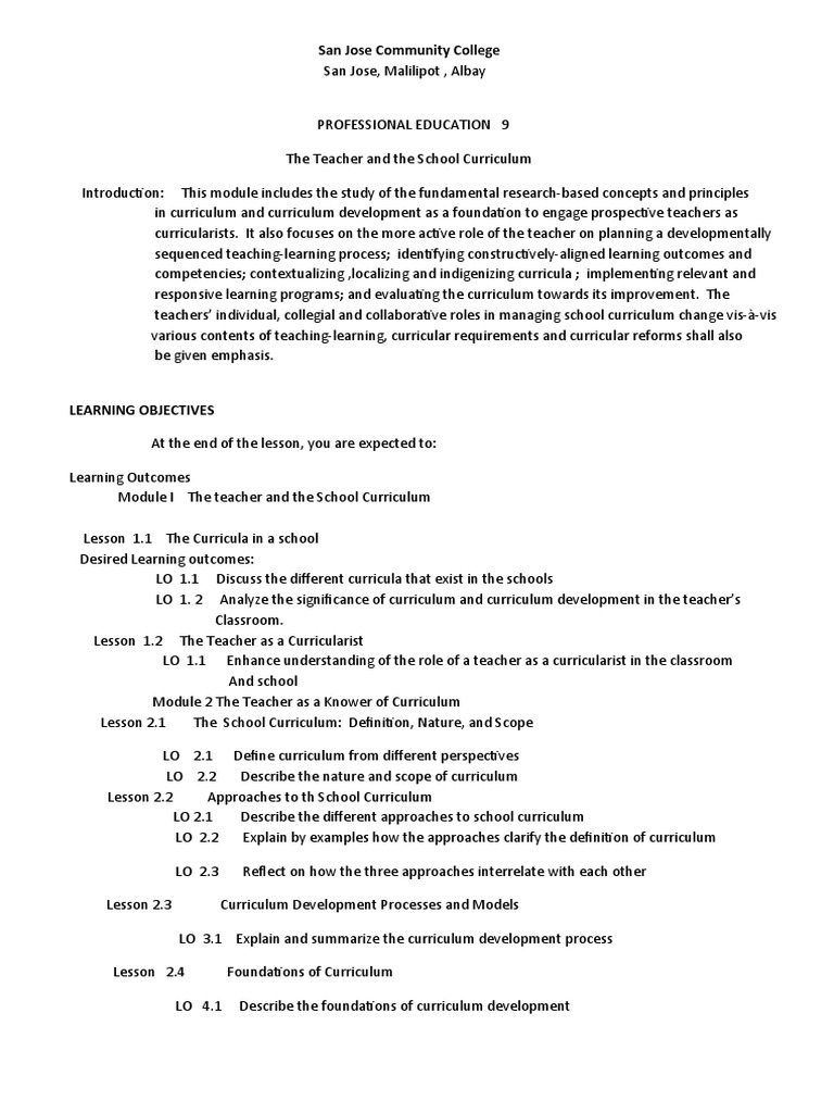 The Teacher and The School Curriculum 2 | PDF | Curriculum | Teachers