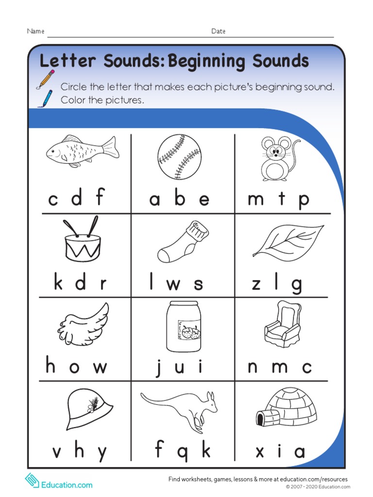 C D F A B e M T P: Letter Sounds: Beginning Sounds | PDF
