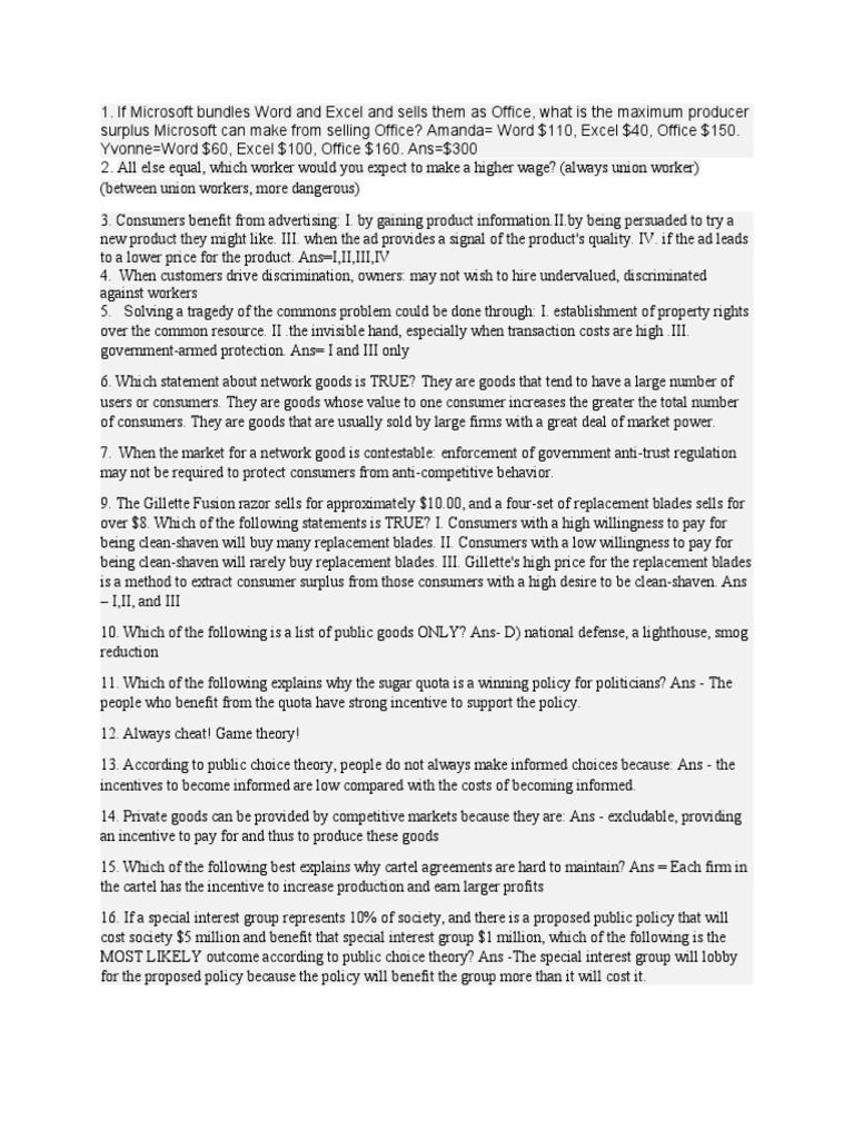 Econ Exam 3 Cheat Sheet | PDF | Monopoly | Price Discrimination