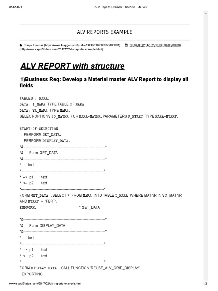 ALV Reports Example - SAPUI5 Tutorials | PDF | Computer Science | Computing ALV Reports Example - SAPUI5 Tutorials | PDF | Computer Science | Computing