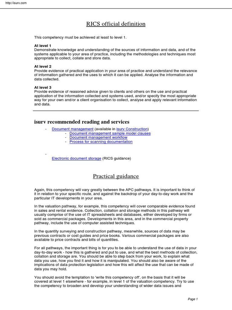RICS data competency guidance | PDF | Information Privacy | Information Technology