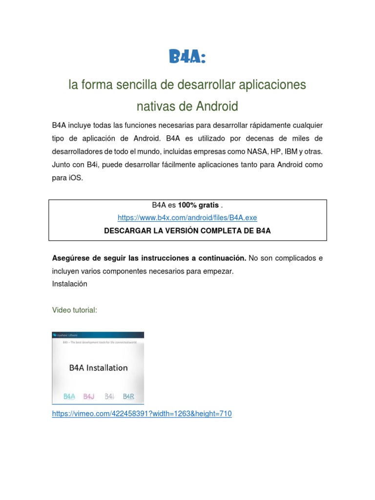 Instalación de La IDE B4A para APK | PDF | Android (sistema operativo ...