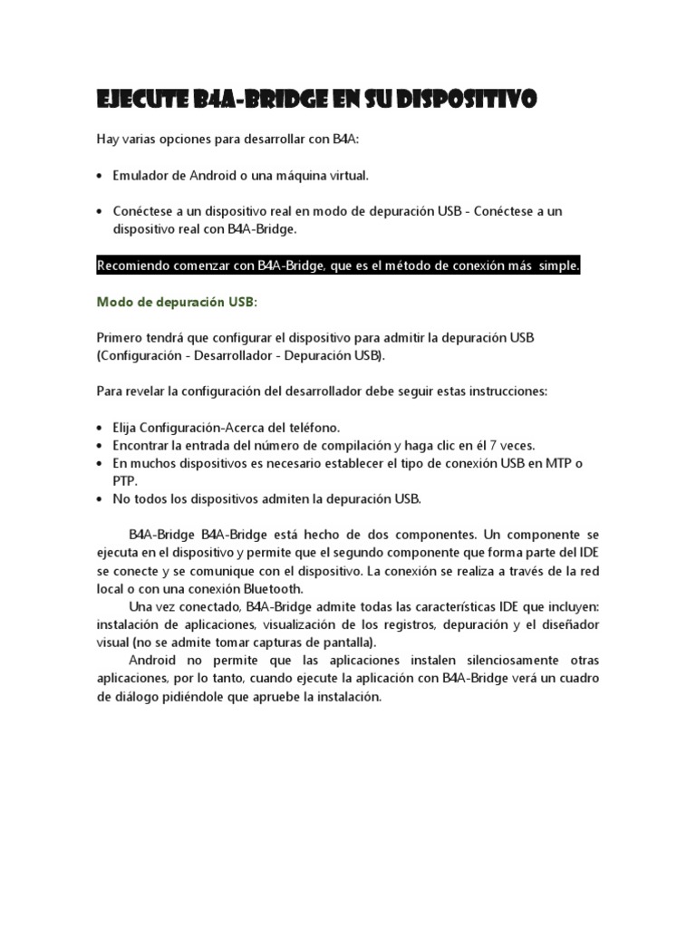 Ejecute B4A-Bridge en Su Dispositivo | PDF | Android (sistema operativo ...