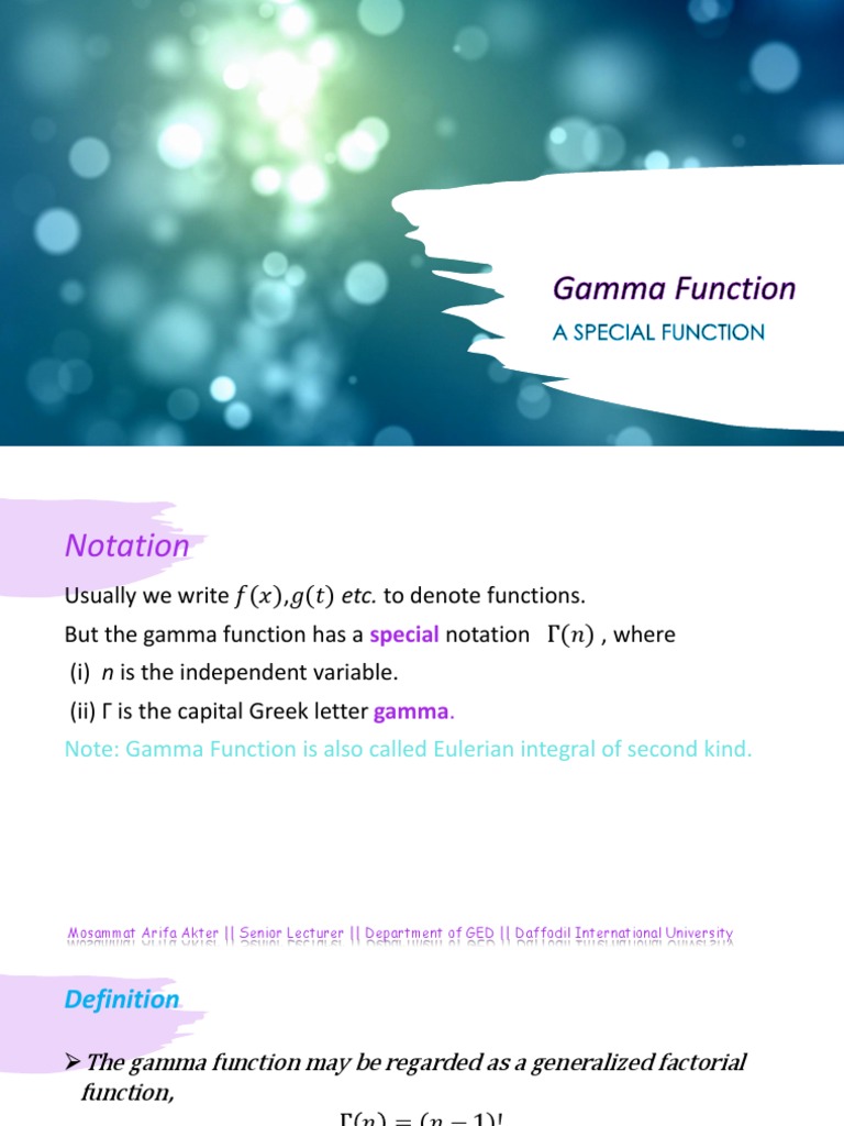 Gamma Function Properties | PDF | Function (Mathematics) | Complex Analysis