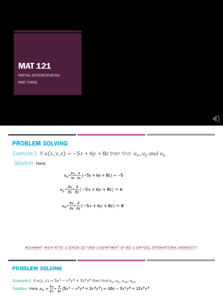 Partial Differentiation Examples and Problems | PDF | Differential ...