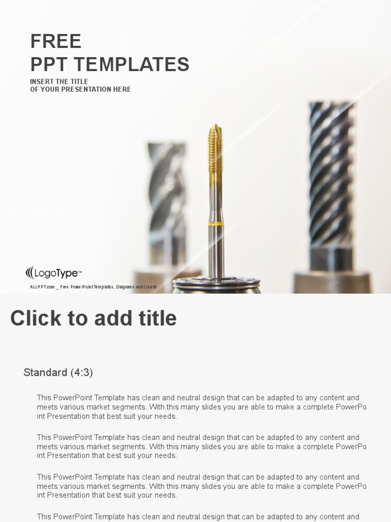 Milling Machine Industry PowerPoint Templates Standard | PDF