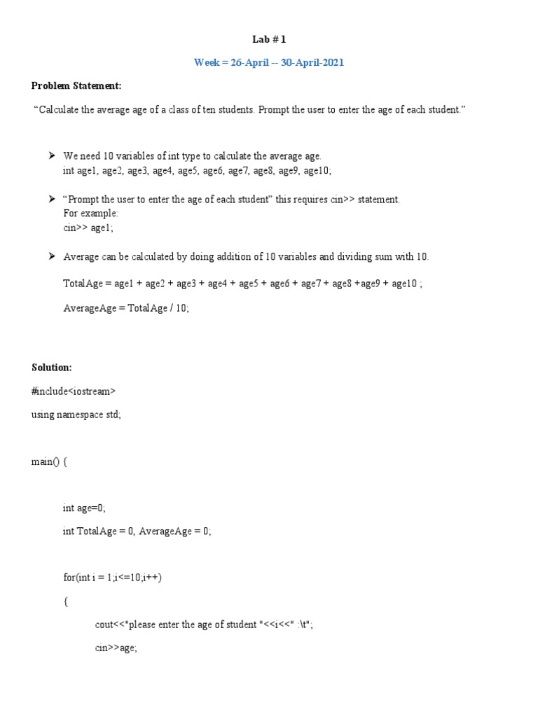 CS201 Lab Exercise | PDF