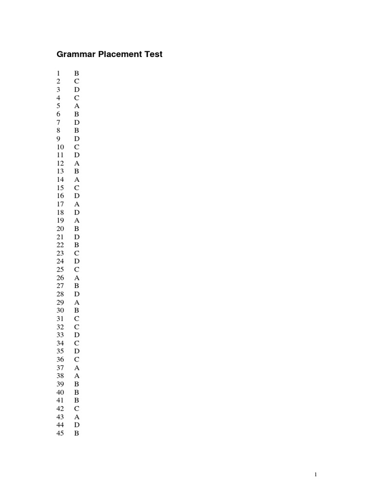 Grammar Placement Test | PDF