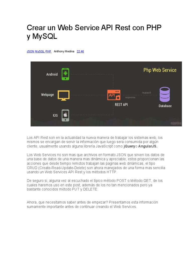 Crear Un Web Service API Rest Con PHP y MySQL | PDF | Transferencia de estado representacional | SQL