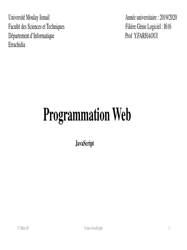 Cours 4 Javascript | PDF | JavaScript | Structure de contrôle