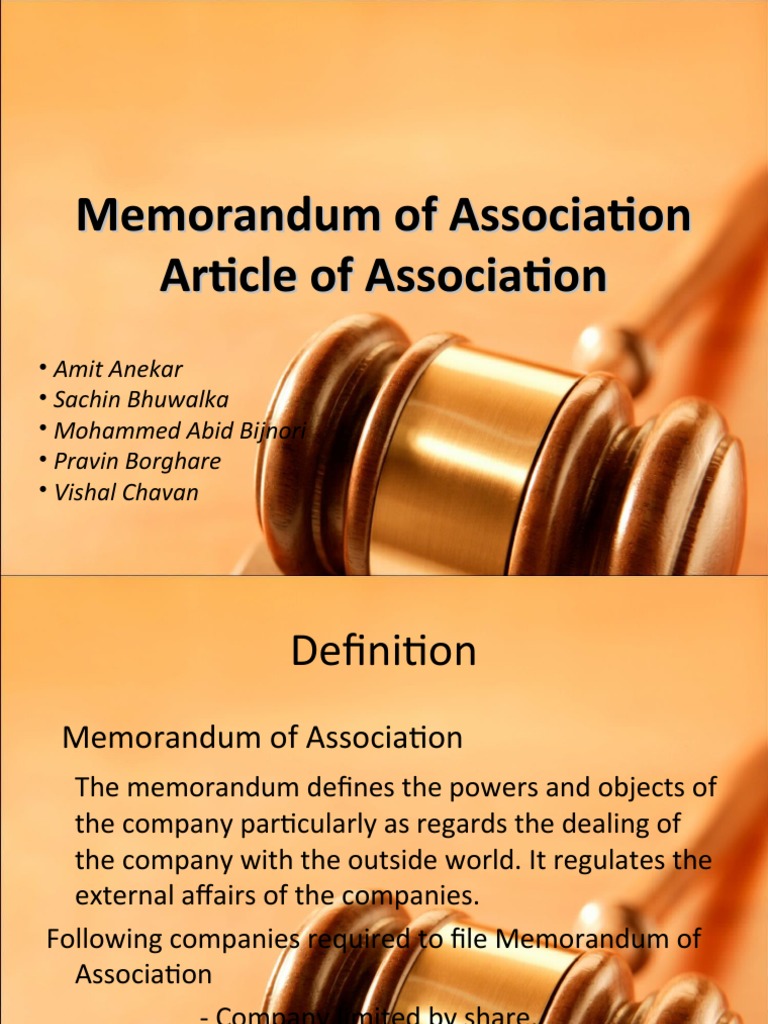 Memorandum Of Association Pdf Companies Articles Of Association