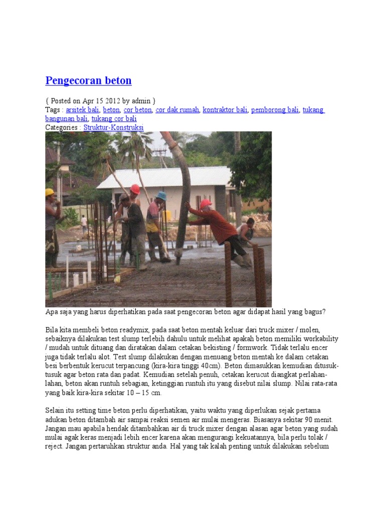 Metode Pengecoran Beton | PDF