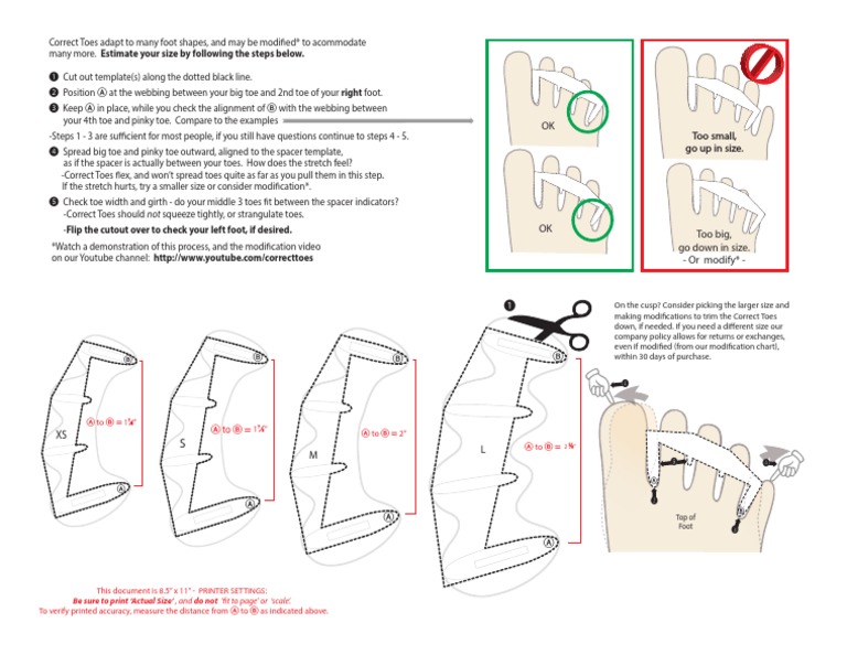 Correct Toes Sizing Guide | PDF