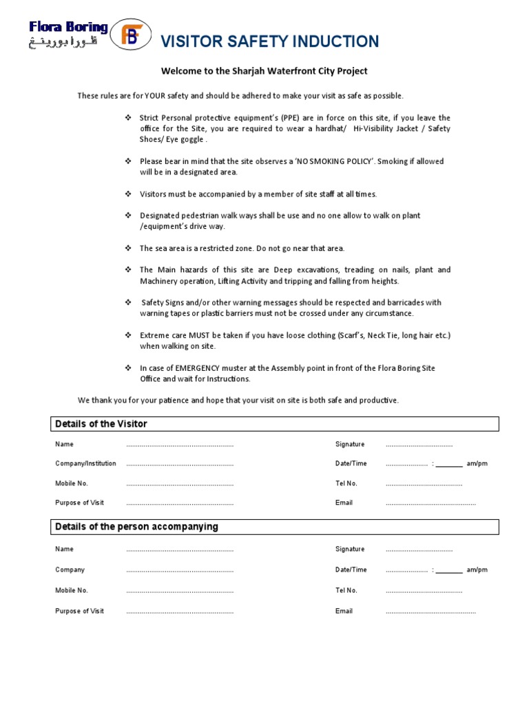 Visitors Safety Induction | PDF | Personal Protective Equipment | Safety