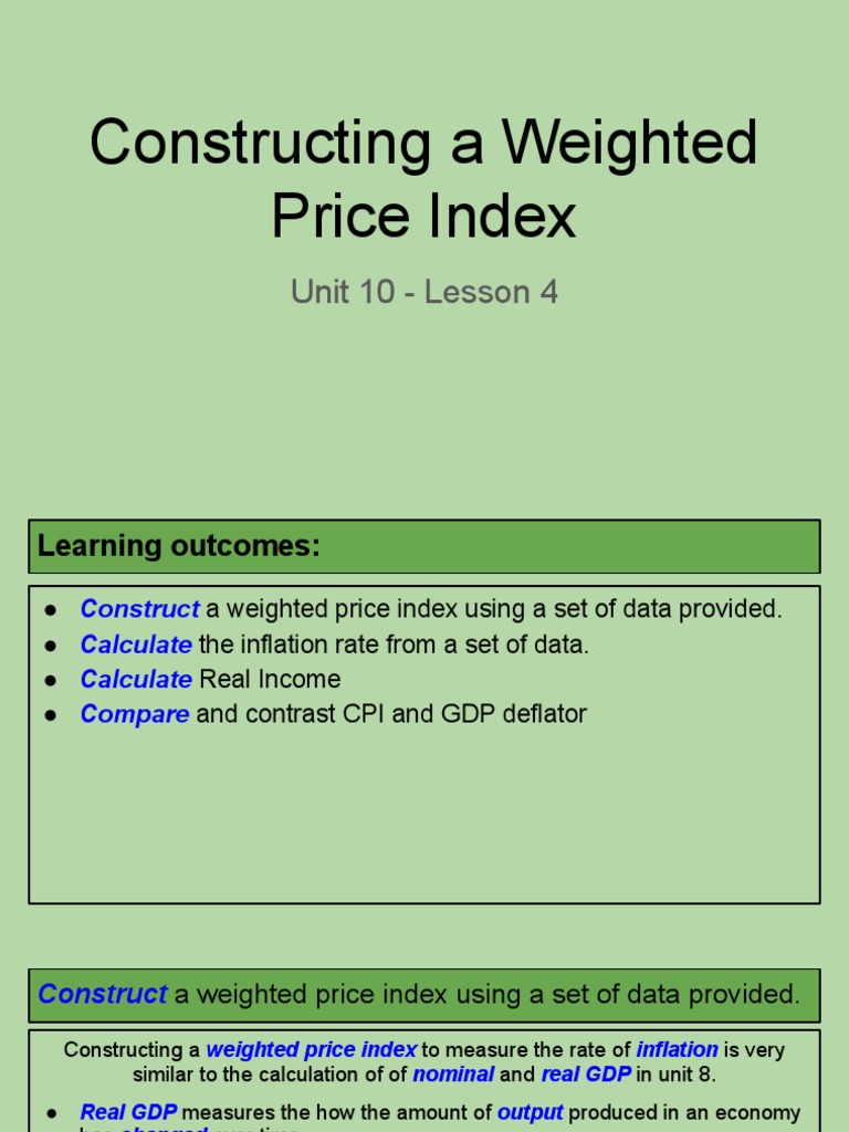 Unit 10 - Lesson 4 - Constructing A Weighted Price Index | PDF | Index ...