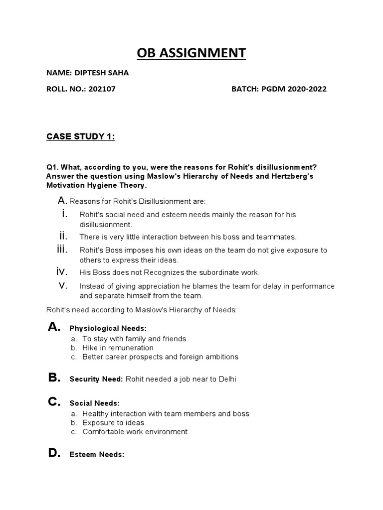 Ob Assignment 3 (Diptesh Saha) | PDF | Motivation | Motivational