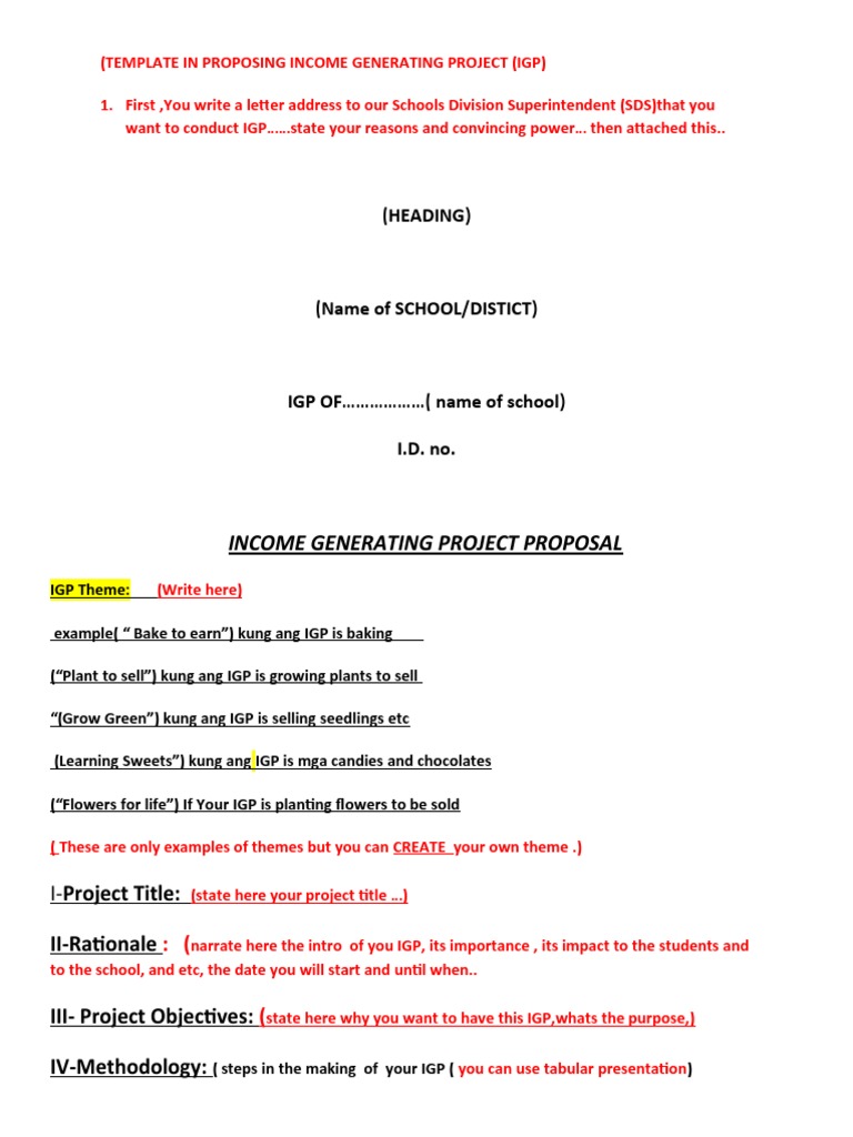 Income Generating Project Proposal: (Heading) | PDF