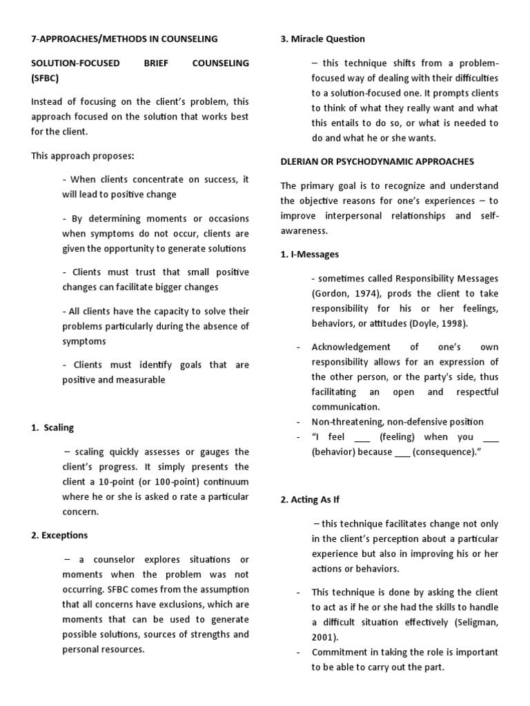 7-Approaches/Methods in Counseling Solution-Focused Brief Counseling ...