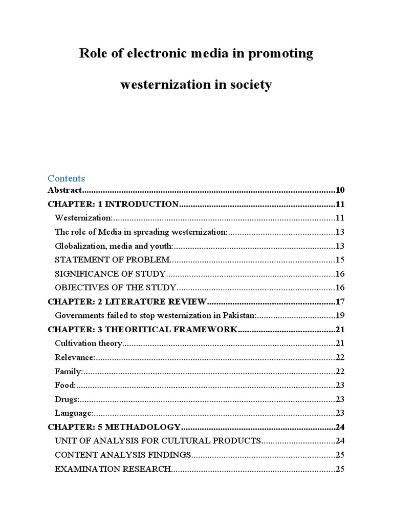Role of Electronic Media in Promoting Westernization in Society | PDF ...