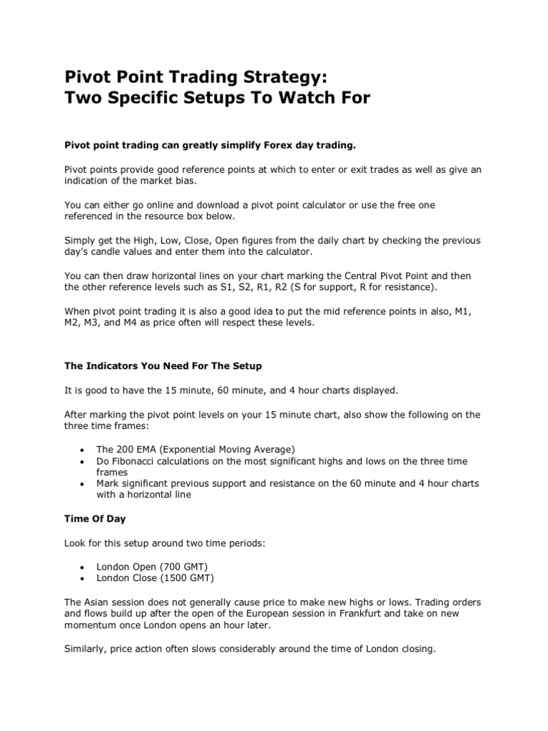 Pivot Point Trading Strategy | PDF