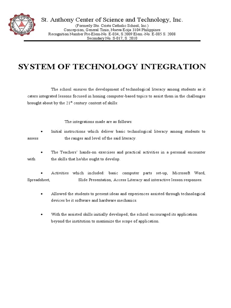 System of Technology Integration | PDF | Art