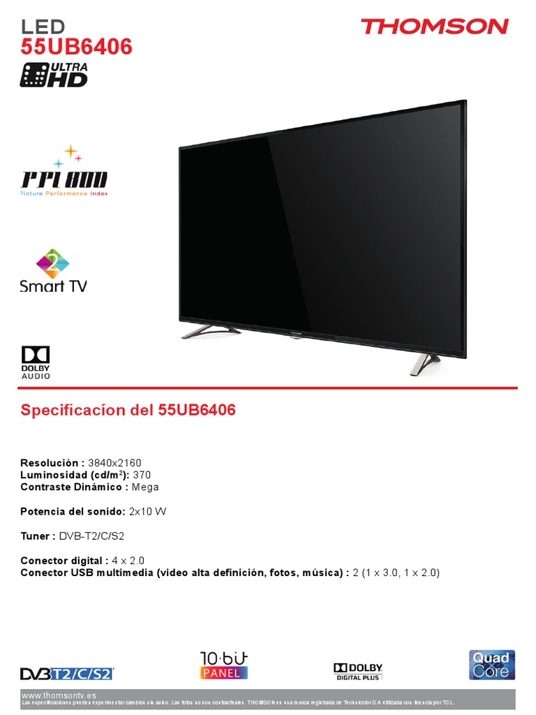 Especificaciones del Televisor 55UB6406 | PDF | Hdmi | Ingeniería ...