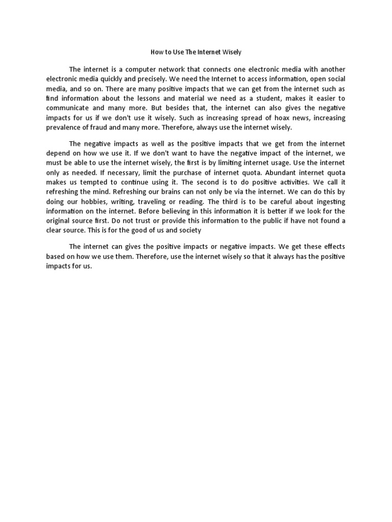 Wise Internet Usage Tips | PDF | Social Science