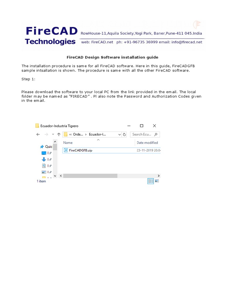 FireCAD Software Installation Guide | PDF