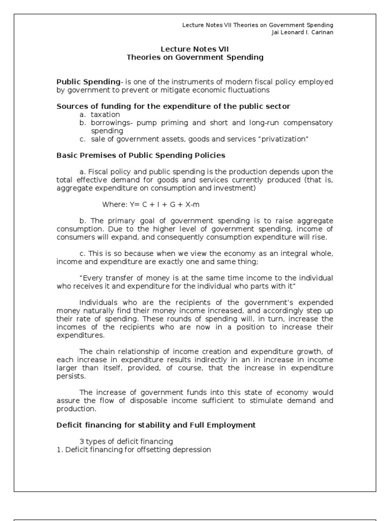 Lecture Notes VII Theories On Government Spending | PDF | Government ...