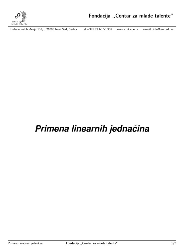 Primena Linearnih Jednacina | PDF