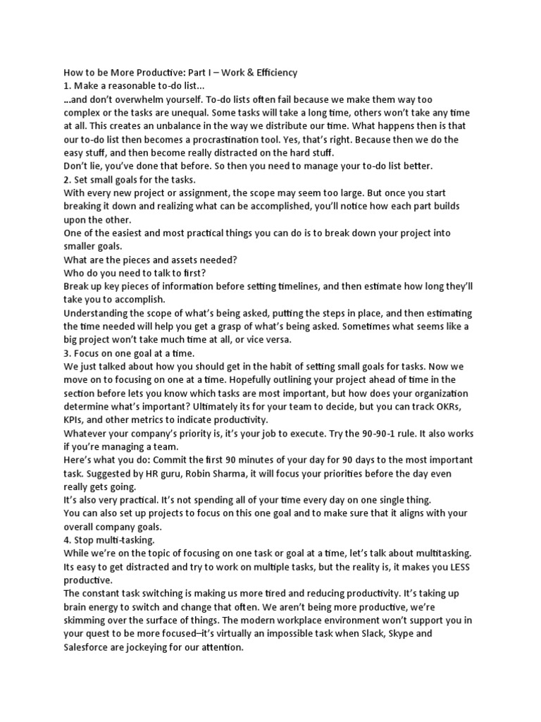 How To Be More Productive | PDF | Time Management | Professional Skills