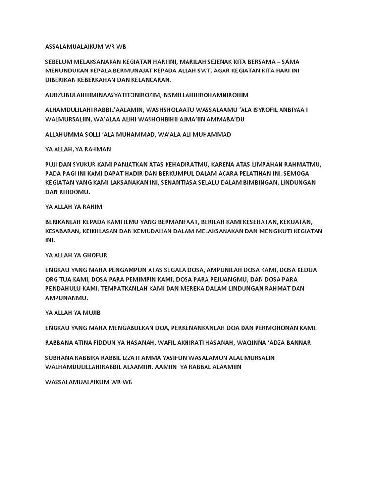 Pembacaan Doa Pembuka | PDF