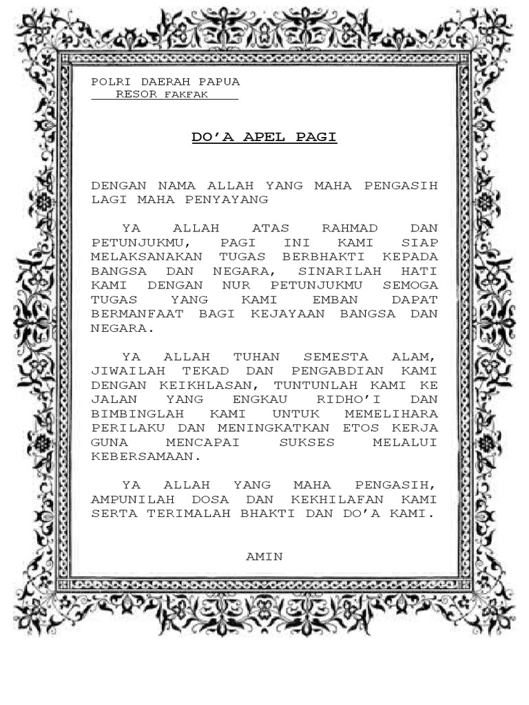 Teks Doa Apel Pagi | PDF