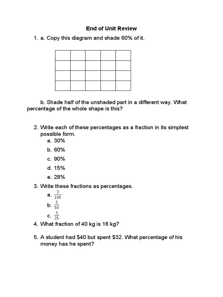 End of Unit Review | PDF