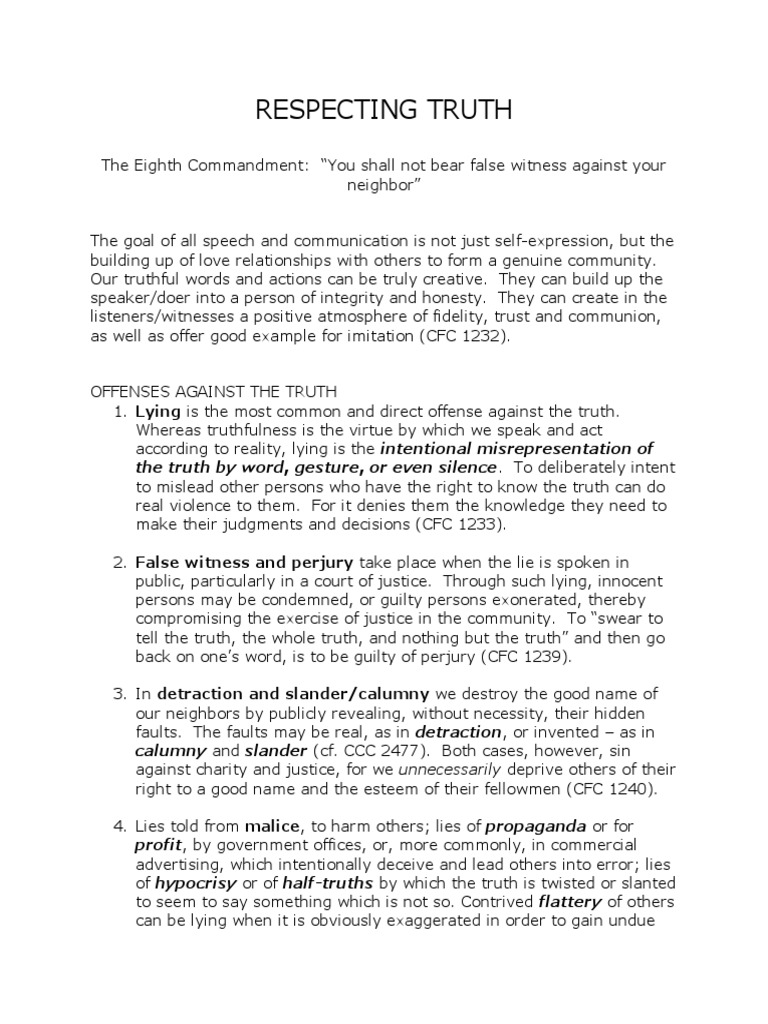 Respecting Truth: Understanding the Importance of Truthfulness, Honesty ...