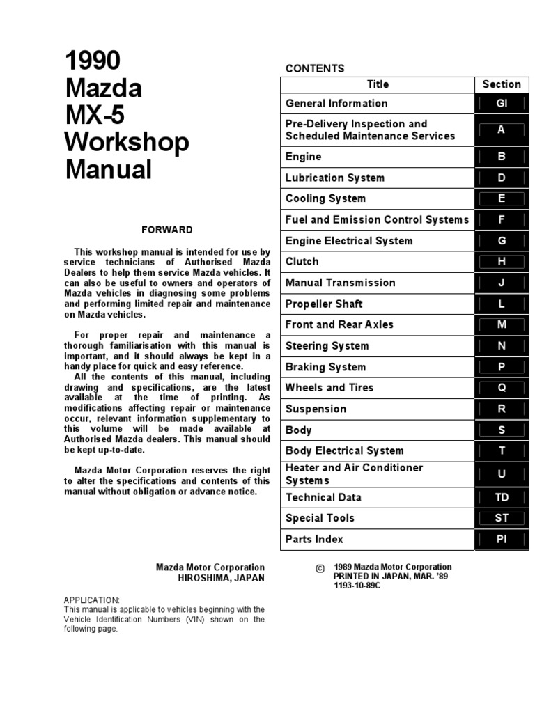 mx5 Na | PDF | Vehicles | Axle