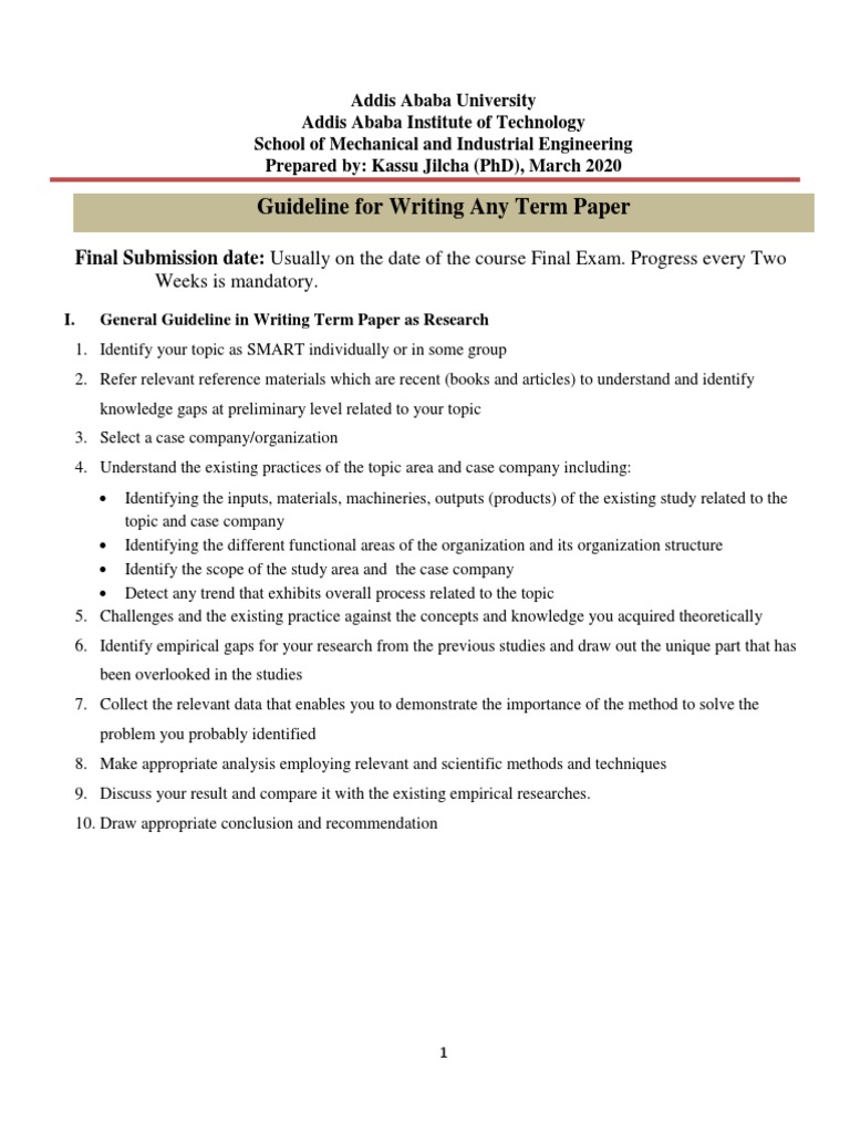 Term Paper Writing Guidelines | PDF | Data | Methodology