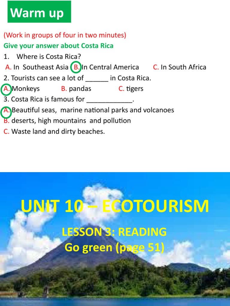 Unit 10 Ecotourism Lesson 3 Reading | PDF | Natural Environment ...