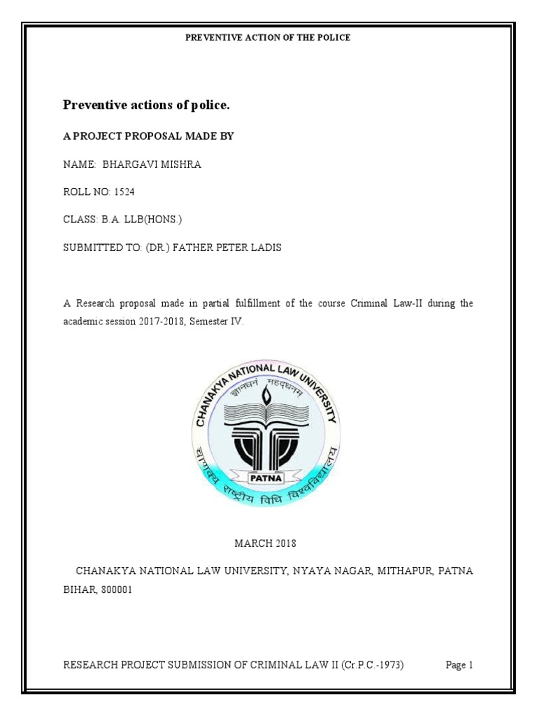 Preventive Actions of Police: A Project Proposal Made by | PDF | Arrest ...