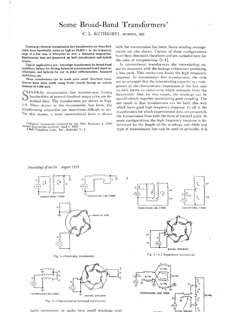 Some Broadband Transformers Ruthroff - Aug-1959 | Download Free PDF ...
