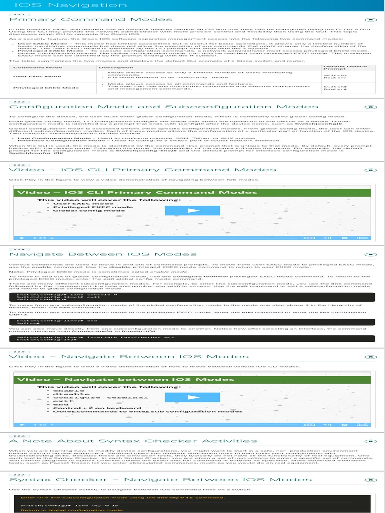IOS Navigation: Primary Command Modes | PDF | Command Line Interface ...