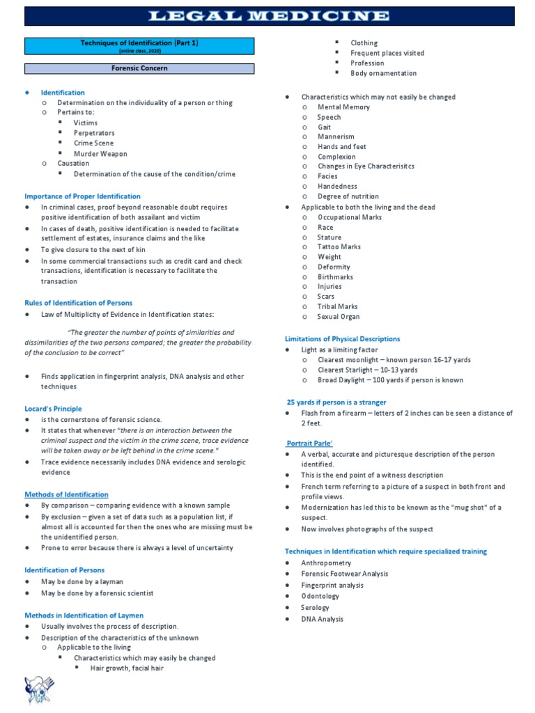 Techniques of Identification (Part 1) : (Online Class, 2020) | PDF ...