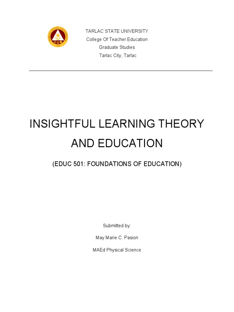 9 Insightful Learning - Pasion | PDF | Learning Theory (Education ...