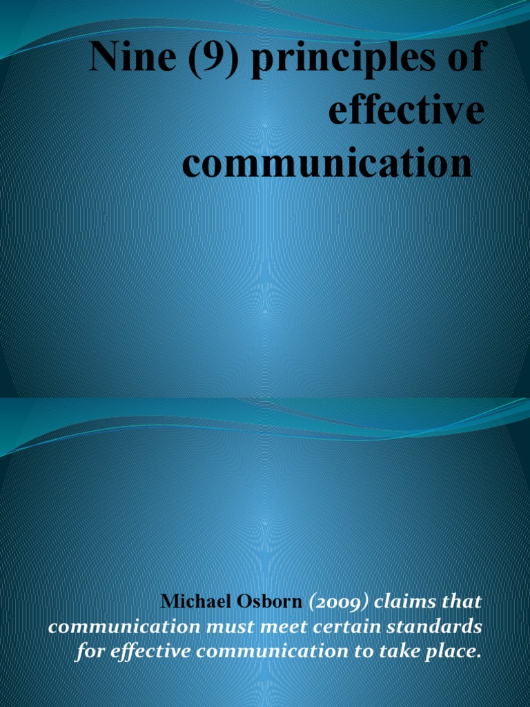 Nine (9) Principles of Effective Communication | PDF