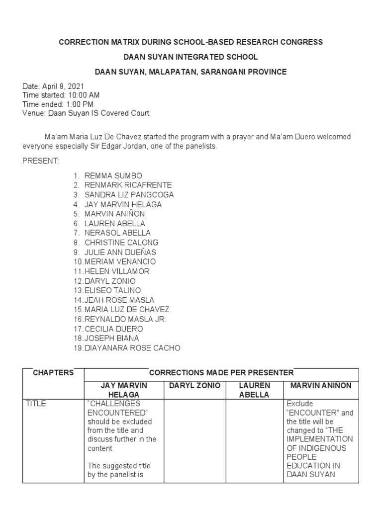 Correction Matrix Research Congress | PDF | Human Nature ...