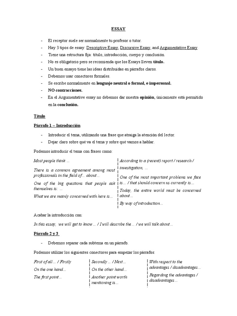 Essay Estructura | PDF | Idiomas