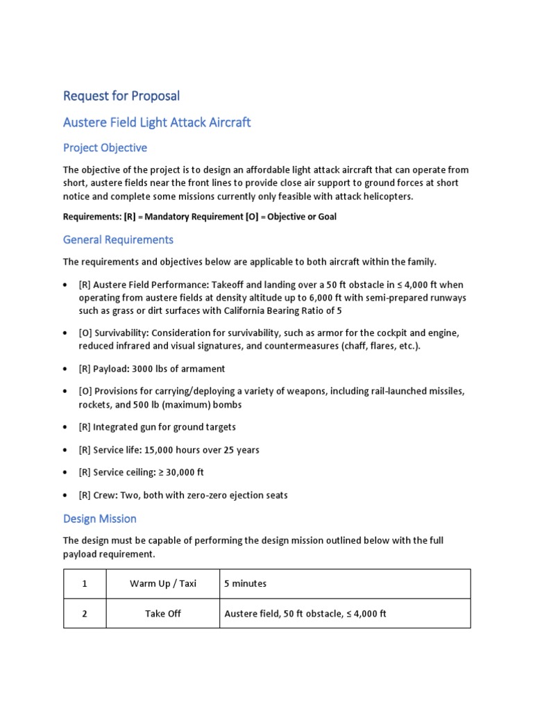 Aiaa 2021 Undergraduate Team Aircraft Design RFP - Light Attack ...