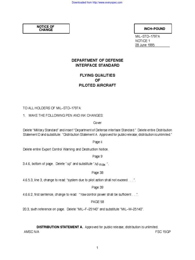 MIL-STD-1797A Change Notice 1 | PDF | Aircraft | Rocketry