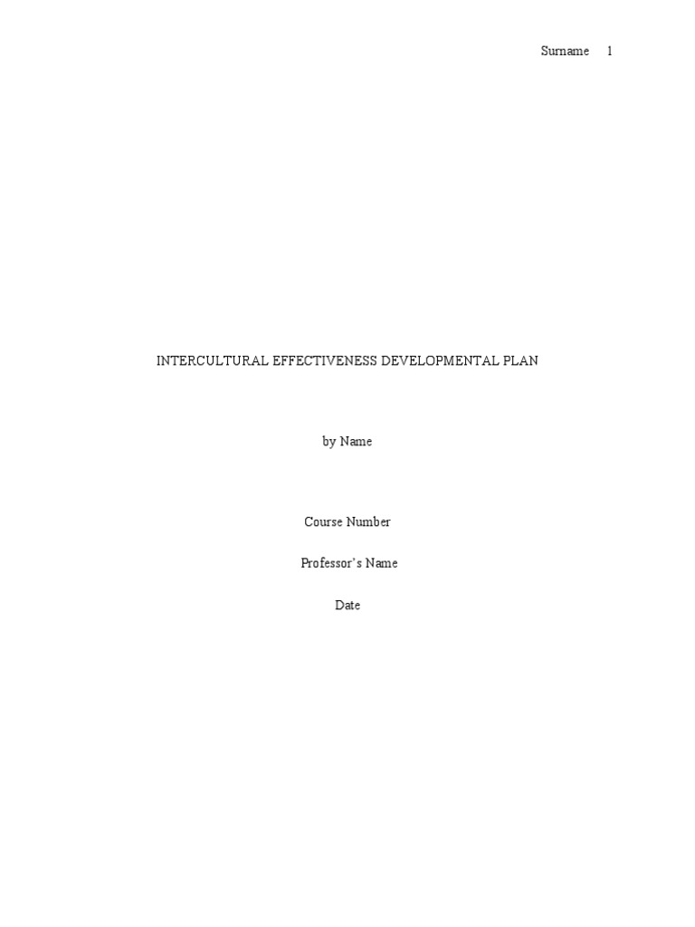 Intercultural Effectiveness Developmental Plan | PDF | Cross Cultural ...